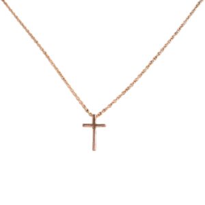 Rose Gold Tiny Cross Necklace, Dainty Cross Necklace, Small Cross Pendant Austin Down to Earth (Adj 16-18 inches)