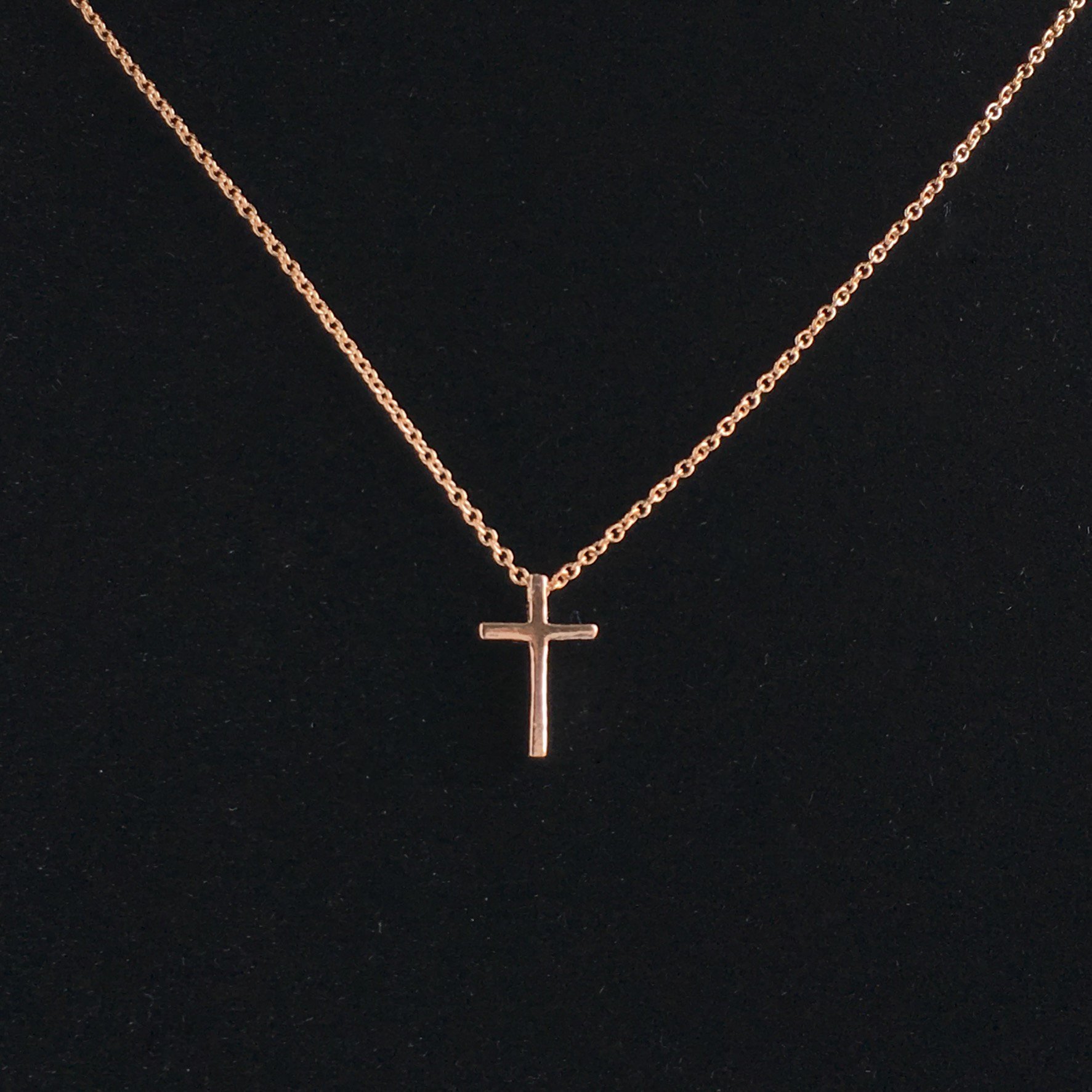 Rose Gold Tiny Cross Necklace, Dainty Cross Necklace, Small Cross Pendant Austin Down to Earth (Adj 16-18 inches)