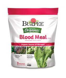 burpee organic blood meal fertilizer | add to potting soil | excellent natural source of nitrogen | for tomatoes, spinach, broccoli, leafy greens | 3 lb, 1-pack