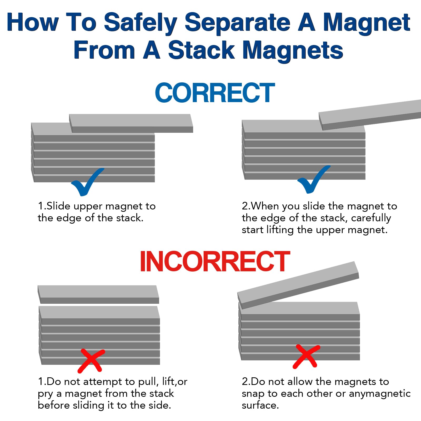 TRYMAG Neodymium Magnet, 6 Pack Strong Bar Magnets with Double-Sided Adhesive, Heavy Duty Metal Magnet Bar, Epoxy Coating Earth Magnets Perfect for Shower Door, Garage, Science, DIY - 60 x 10 x 3 mm