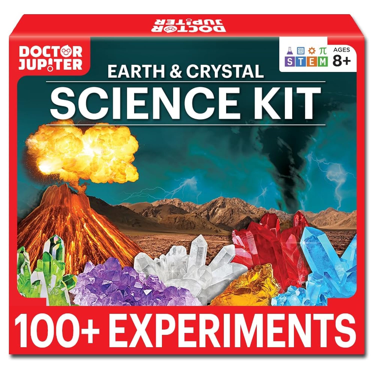 Doctor Jupiter STEM Science Kit - 100+ Experiments| Birthday Gift Ideas, Toys for Boys & Girls ages 7-8-9-10-11-12 Year Old| Volcano Kit, Crystal Growing for Kids - Amazon Exclusive