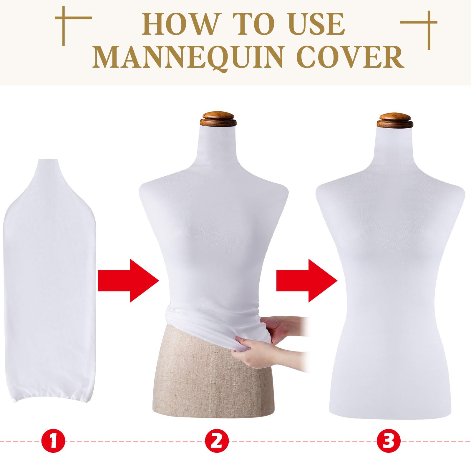 Peryiter 2 Pieces Mannequin Fabric Cover Upper Body Mannequin Cover Soft Stretchy Clothing Mannequin Cover for Retail Boutique Store Form Dummy Model Display Fitting Styling(White)