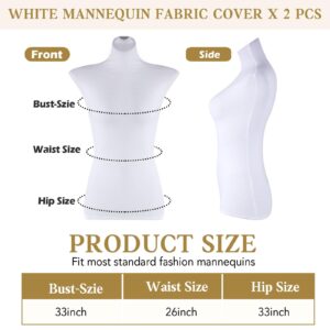 Peryiter 2 Pieces Mannequin Fabric Cover Upper Body Mannequin Cover Soft Stretchy Clothing Mannequin Cover for Retail Boutique Store Form Dummy Model Display Fitting Styling(White)