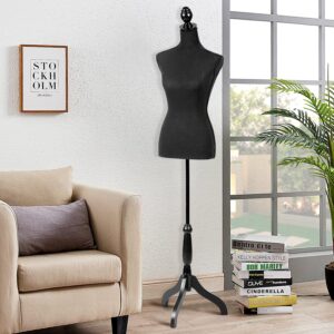 dress form for sewing clothes mannequin stand female adjustable manikin body for displays women jewelry torso model with tripod stand,black