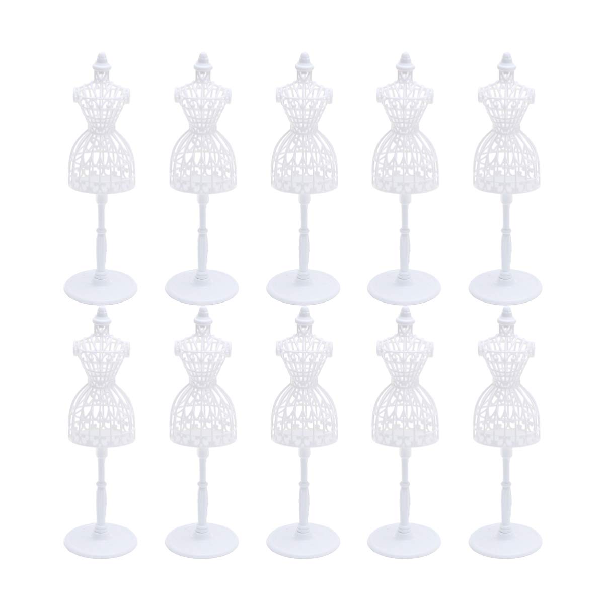 SUPVOX 10pcs Doll Dress Form Mini Mannequin Stand Dress Form Cloth Gown Clothing Clothes Gown Display Mini Mannequin Model Stand for Doll Display Holder Toy