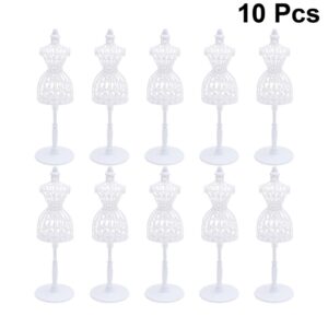 SUPVOX 10pcs Doll Dress Form Mini Mannequin Stand Dress Form Cloth Gown Clothing Clothes Gown Display Mini Mannequin Model Stand for Doll Display Holder Toy