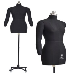 plus size dress form female curvy full body, pinnable mannequin for sewing clothes, tailor dressmaker dummy mannequin with soft arms & wheels, adult full size ( color : black , size : xxx-large )