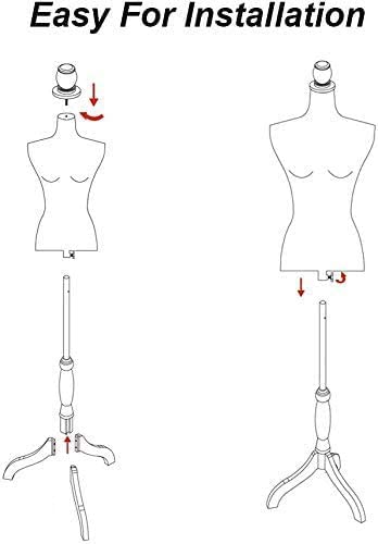 Female Mannequin Dress Form Torso Manikin Body with Adjustable Tripod Stand for Sewing Dressmakers Dress Jewelry Display (Black)