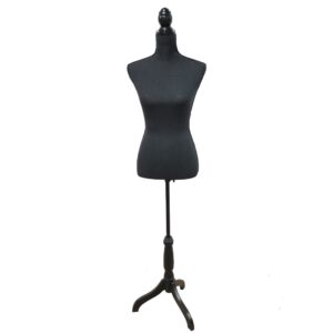 female dress form mannequin torso adjustable height mannequin body with tripod stand for clothing dress jewelry display, black