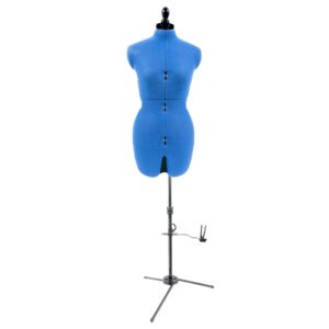 dritz 20405 my double deluxe dressform with tri-pod stand adjustable up to 70” shoulder height, small, blue sapphire