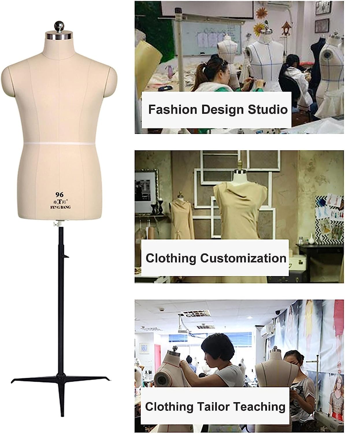 lyf Plus Size Sewing Male Mannequin Torso with Tripod Stand, Mens Dressmakers Manikin Body, for T-Shirts/Jackets Teaching Dress Forms ( Size : XXXL 110 )