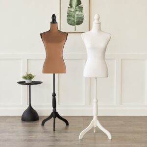 DRDINGRUI Female Mannequin Torso with Stand, Height Adjustable Dress Form with Tripod Base for Jewelry Display