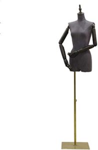 mannequin torso mannequin dress form torso female tailors dummy dressmakers dummies fashion students display bust with wood arm detachable used for apparel jewelry show (a medium)