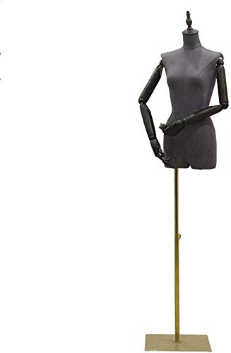 Mannequin Torso Mannequin Dress Form Torso Female Tailors Dummy Dressmakers Dummies Fashion Students Display Bust with Wood Arm Detachable Used for Apparel Jewelry Show (A Medium)