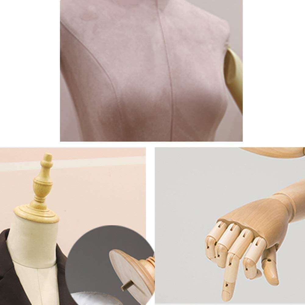 Mannequin Torso Mannequin Dress Form Torso Female Tailors Dummy Dressmakers Dummies Fashion Students Display Bust with Wood Arm Detachable Used for Apparel Jewelry Show (A Medium)