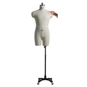 plus size male sewing mannequin adjustable height, fully pinnable dress forms for sewing men's clothes pants, tailor dressmakers dummy on wheels ( color : white , size : xxxl-110 )