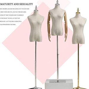 Mannequin Torso Mannequin Dress Form Torso Female Tailors Mannequin Dressmakers Dummies Fashion Students Display Bust Torso Universal Caster Base for Clothing Jewelry Show (Silver Small)