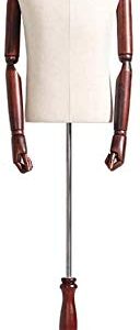 Tailors Dummy Male Mannequin Busts Torso with Wooden Tripod Stand |for Clothing Realistic Display Dressmakers Dummy with Arm Dressmakers Dummy