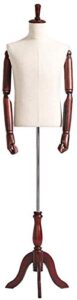 tailors dummy male mannequin busts torso with wooden tripod stand |for clothing realistic display dressmakers dummy with arm dressmakers dummy