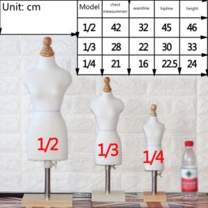 Mannequin Tailors, Dummy Dressform Small Dressmakers Dummy, Adjustable Height, Tailor Manikins Mini Doll Dress Form Display Dollhouse Accessories Decoration 1/4 White