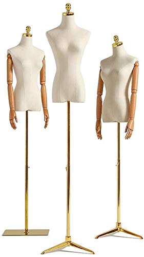 Mannequin Torso Mannequin Dress Form Torso Female Mannequin Dressmakers Dummies Fashion Students Display Bust with Metal Base Height Adjustable for Clothing Show (Gold Small)