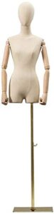 tailors dummy female mannequin torso body with adjustable golden stand |for clothing dress jewelry display dressmakers dummy