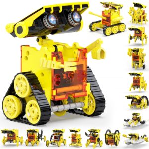 wesfuner 30-in-1 stem solar robot kit toys, 243 pieces educational building science experiment kit for kids aged 8-12, birthday gifts kids aged 8 9 10 11 12 13 years old(yellow)