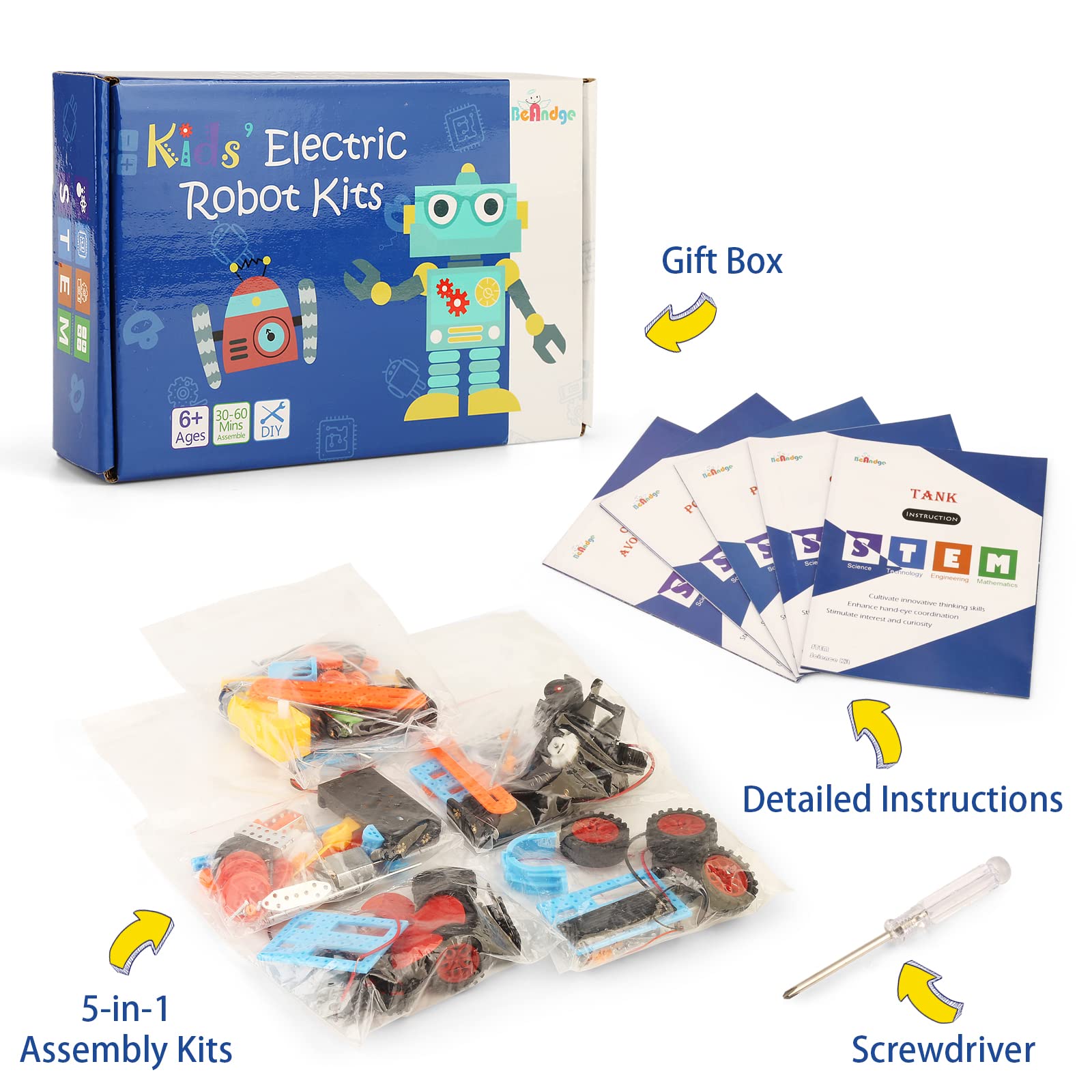 STEM Kits for Kids Age 6-8 8-12, 6 7 Year Old Boy Birthday Gift, Crafts for Boys Robot Building Kit 5-7, STEM Toys Science Experiments Activities Engineering Projects, Unique Gifts for 8 9 10 11 12 +