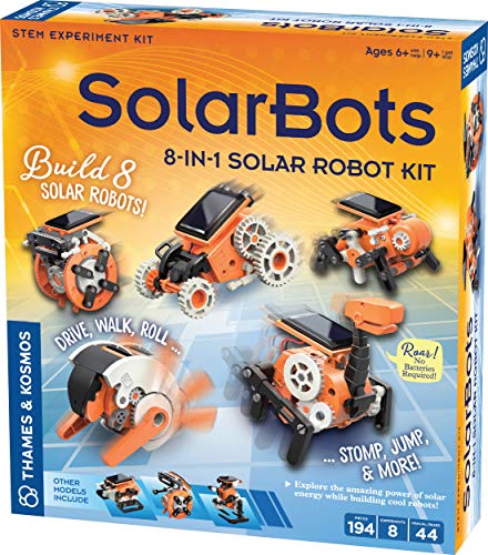 Thames & Kosmos SolarBots: 8-in-1 Solar Robot STEM Experiment Kit | Build 8 Cool Solar-Powered Robots in Minutes | No Batteries Required | Learn About Solar Energy & Technology | Solar Panel Included