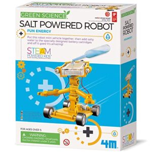 4m toysmith, green science salt water powered robot kit, steam powered kids, beach toy, for boys & girls 5+