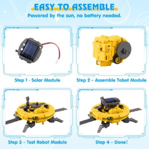 Playsheek STEM Projects for Kids Ages 8-12 Solar Robot Kit 6-in-1 Space Toys for 10-Year-Old Boy Girl Gift Toys Science Kits Christmas Birthday Gifts for 8 9 10 11 12 Year Old, Yellow