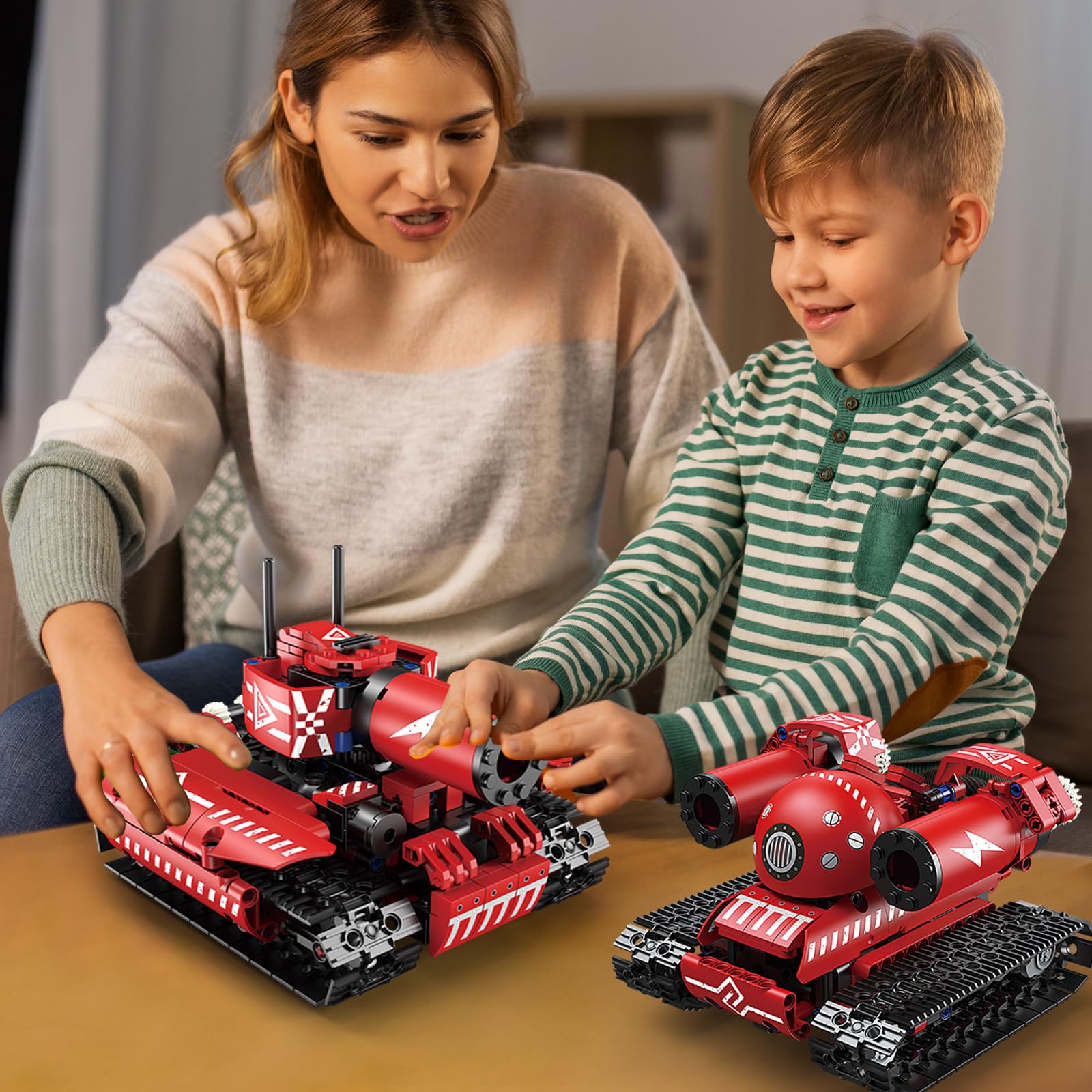 BEHOWL Technique Car Building Blocks Set, Science Kits for Kids Age 8-12, STEM 5in1 Remote & APP Control Tracked/Robot/Bulldozer/Tank, Building Toy Gifts for Boys Girls 8-16, (495 PCS)