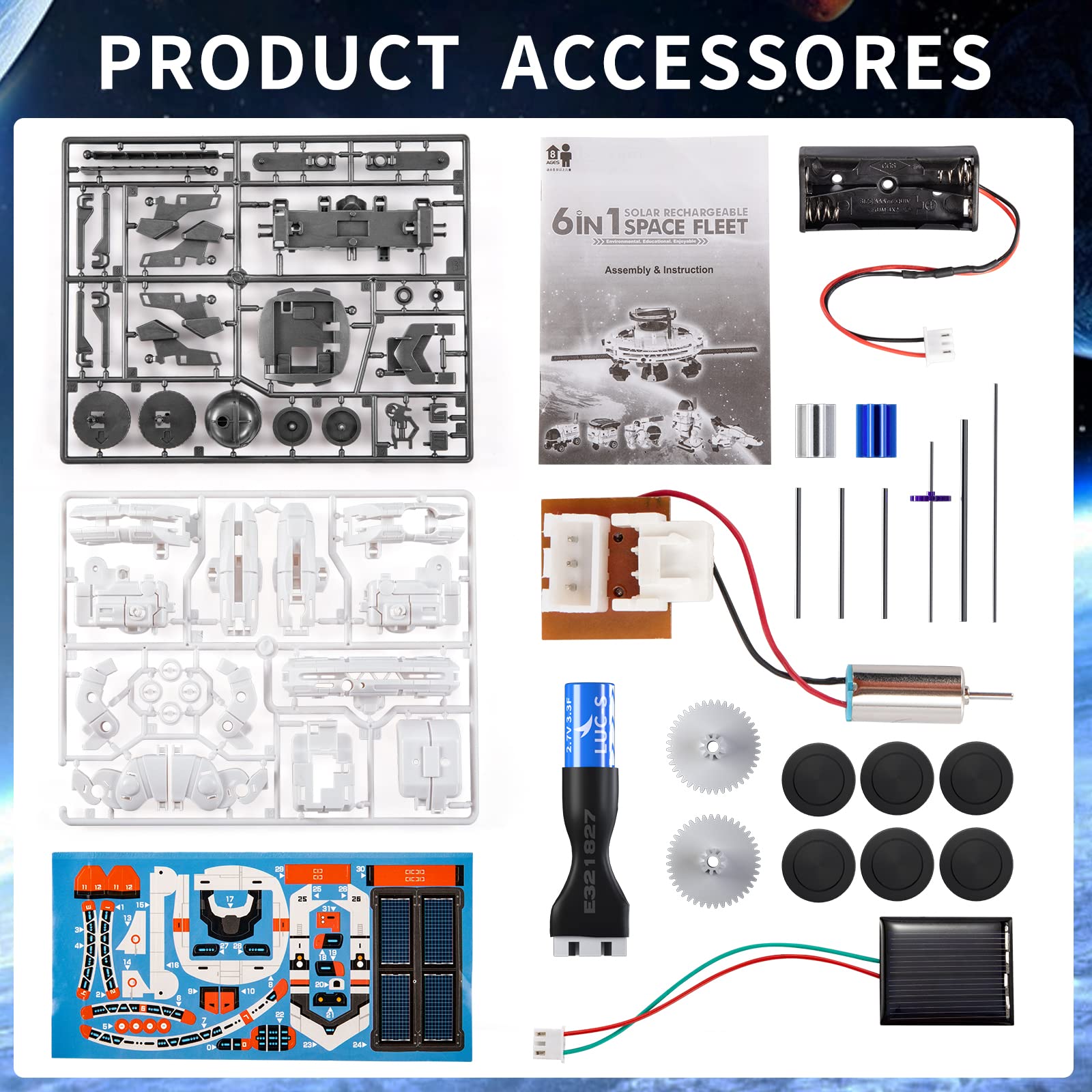 STEM Projects for Kids Ages 8-12, Science Kits for Boys 8-14, 6-in-1 Solar Robot Space Toys Building Science Kits Gifts for 7 8 9 10 11 12 13 Year Old Boys Girls Teen