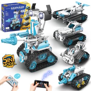 suplanet stem robot for kids ages 8-14, 5-in-1 remote control and app programmable robot toys - 720 pcs diy building science educational kit, building block birthday gift for teen boys girls