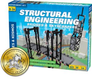 thames & kosmos structural engineering: bridges & skyscrapers | science & engineering kit | build 20 models | learn about force, load, compression, tension | parents' choice gold award winner, blue