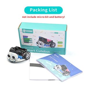 ELECFREAKS microbit Mini Cutebot Kit Compatible with BBC Micro:bit V2 and V1, DIY Programmable Robot Car Kit, STEM Educational Project, Graphical Makecode Coding Car(Without Micro:bit and AAA Battery)