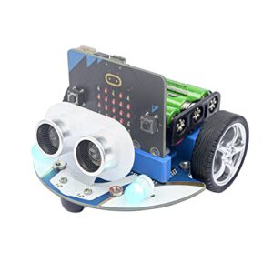 elecfreaks microbit mini cutebot kit compatible with bbc micro:bit v2 and v1, diy programmable robot car kit, stem educational project, graphical makecode coding car(without micro:bit and aaa battery)