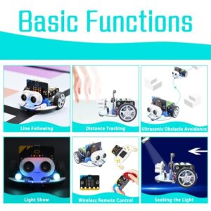 ELECFREAKS microbit Mini Cutebot Kit Compatible with BBC Micro:bit V2 and V1, DIY Programmable Robot Car Kit, STEM Educational Project, Graphical Makecode Coding Car(Without Micro:bit and AAA Battery)