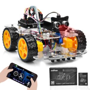 osoyoo robot car starter kit for arduino | stem remote controlled app educational motorized robotics for building programming learning how to code | iot mechanical diy coding for kids teens adults