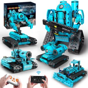 hogokids 5 in 1 rc robot building set - app & remote control rechargeable building toys | educational stem project for kids kit gift for boys girls age 6-12+ year old (444 pcs)