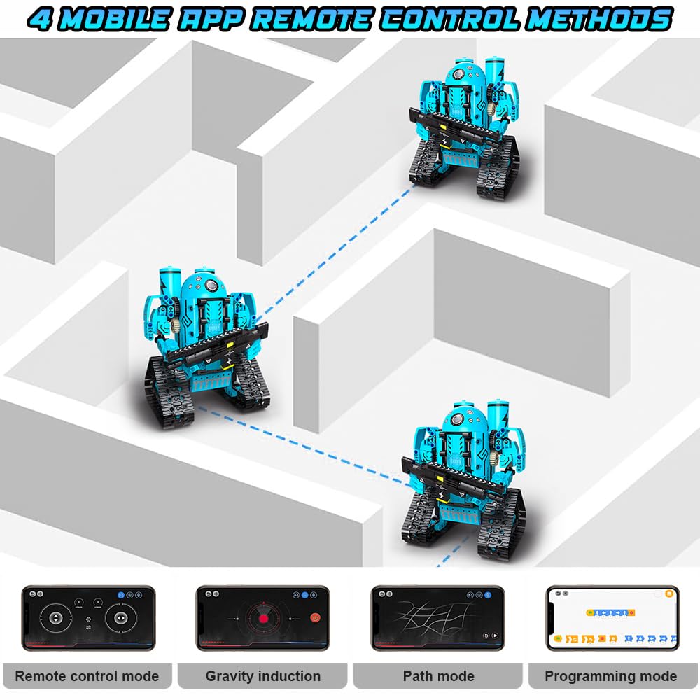 HOGOKIDS 5 in 1 RC Robot Building Set - APP & Remote Control Rechargeable Building Toys | Educational STEM Project for Kids Kit Gift for Boys Girls Age 6-12+ Year Old (444 PCs)