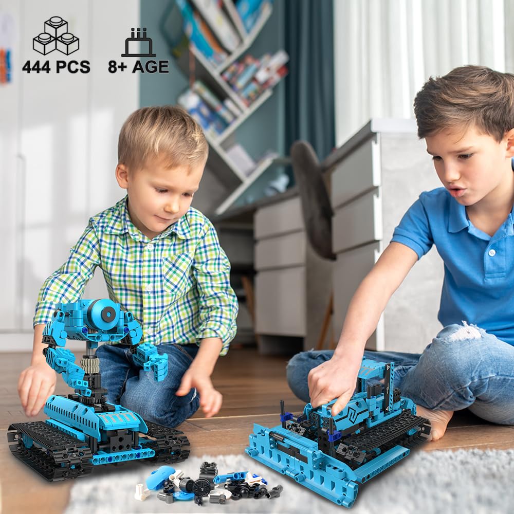 HOGOKIDS 5 in 1 RC Robot Building Set - APP & Remote Control Rechargeable Building Toys | Educational STEM Project for Kids Kit Gift for Boys Girls Age 6-12+ Year Old (444 PCs)