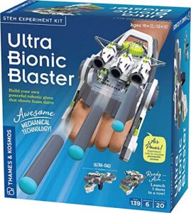 thames & kosmos ultra bionic blaster stem experiment kit | construct a robotic foam dart blasting glove | challenging build, learn about mechanical technology & engineering