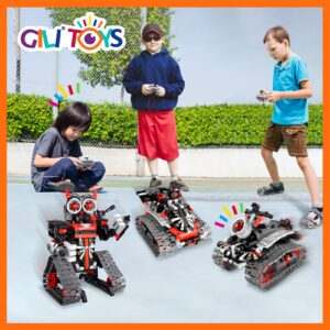 GILI Robot Building Remote Control Gift STEM Building Kit for Boys 8-12 - 3 in 1 Educational Toys for 6 7 8 9 10 11 12 + Year Old Boys Birthday Gifts for Kids - Tracked Racer Car Tank robotics