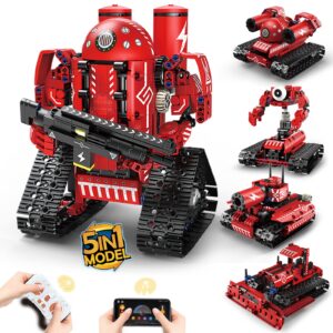 suplanet stem robot toys for kids ages 8-14, 5-in-1 remote control and app programmable robot toys - 495 pcs diy building science educational kit, building block birthday gift for teen boys girls