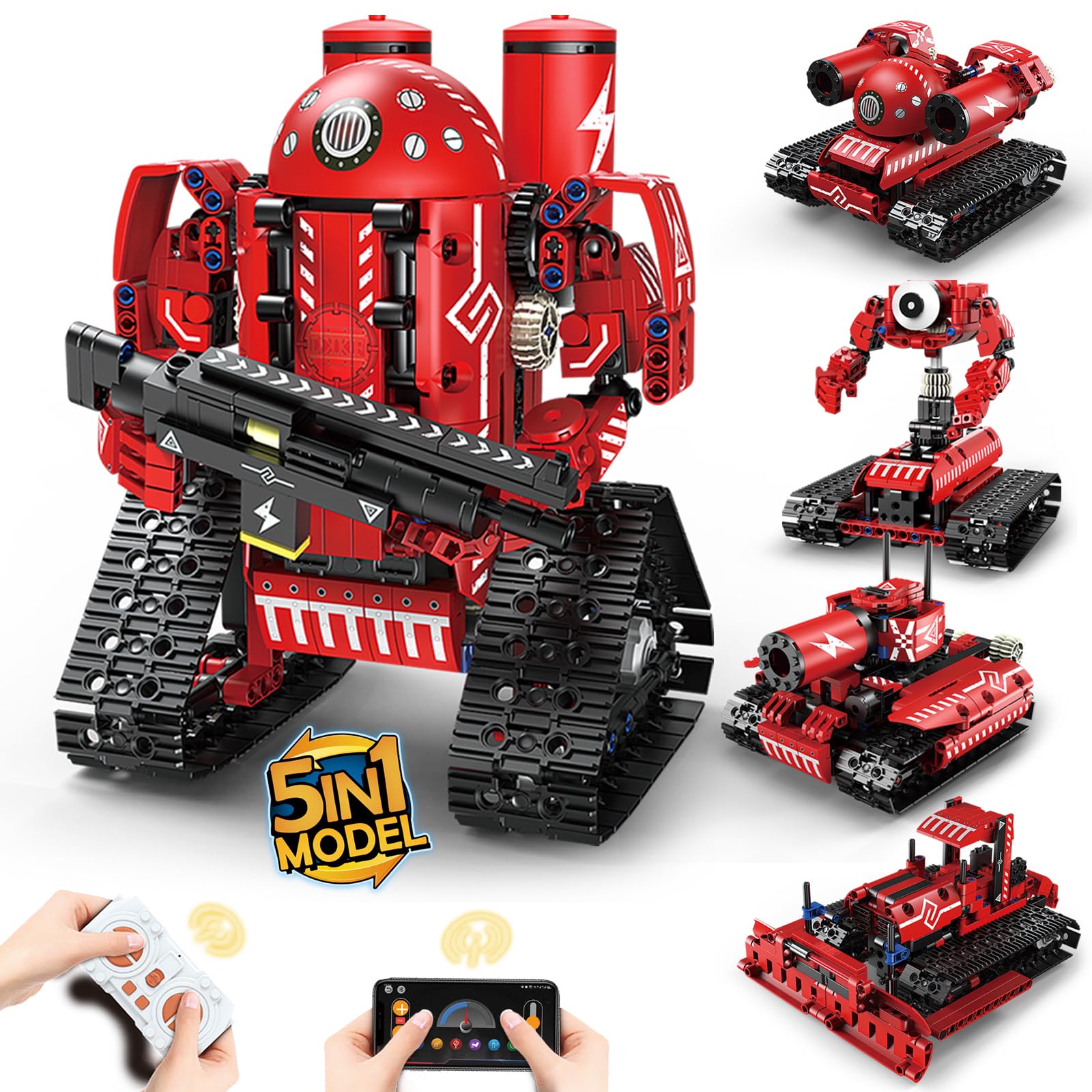 Suplanet STEM Robot Toys for Kids Ages 8-14, 5-in-1 Remote Control and APP Programmable Robot Toys - 495 Pcs DIY Building Science Educational Kit, Building Block Birthday Gift for Teen Boys Girls