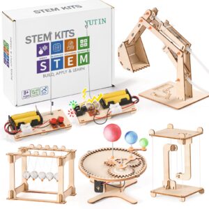 stem science kits for kids ages 8-12, wood crafts building kits for boys 6-8, science experiment projects, wooden puzzles 8-10-12, engineering model kit, stem toys for 7+ 8 9 10 12 14 years old