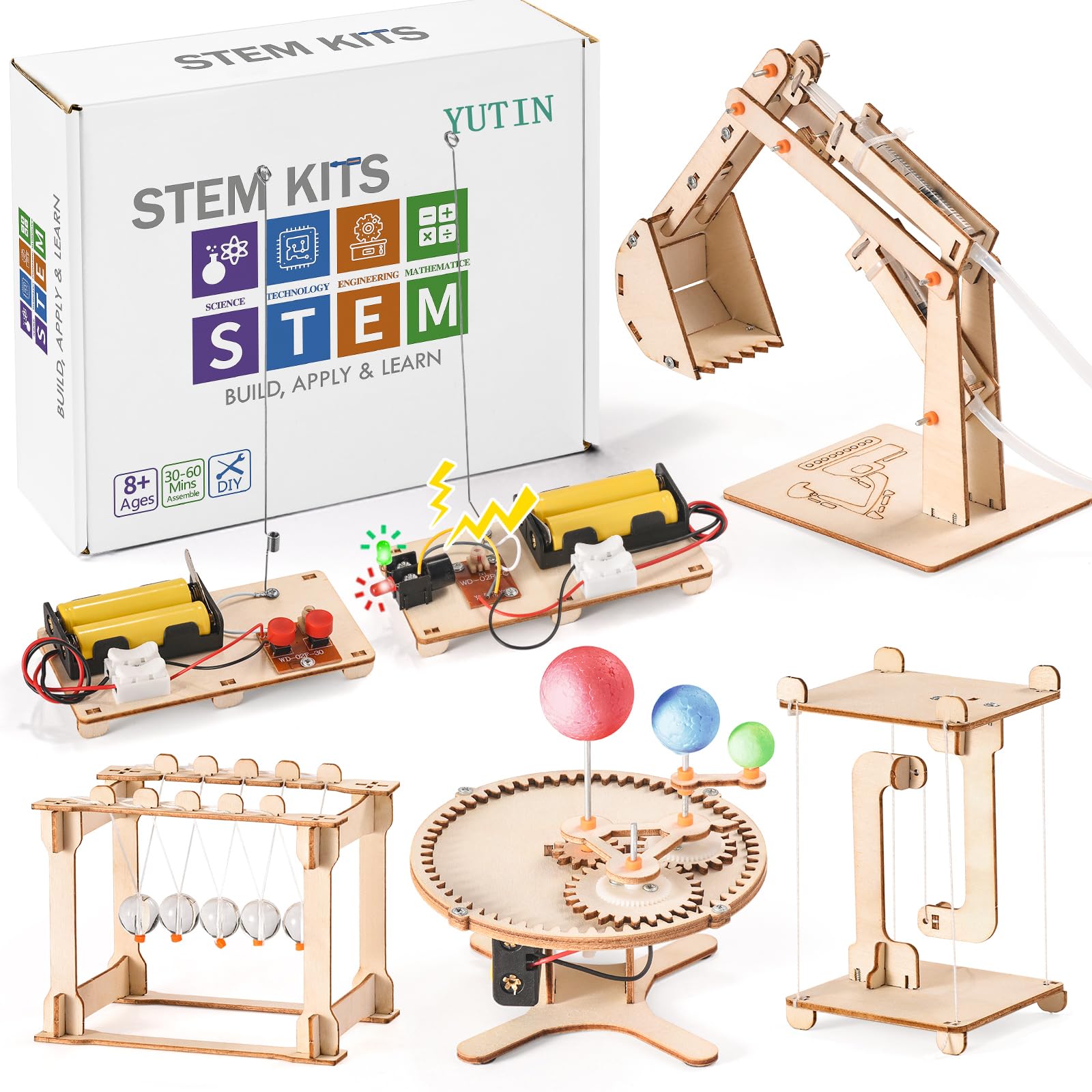 STEM Science Kits for Kids Ages 8-12, Wood Crafts Building Kits for Boys 6-8, Science Experiment Projects, Wooden Puzzles 8-10-12, Engineering Model Kit, STEM Toys for 7+ 8 9 10 12 14 Years Old