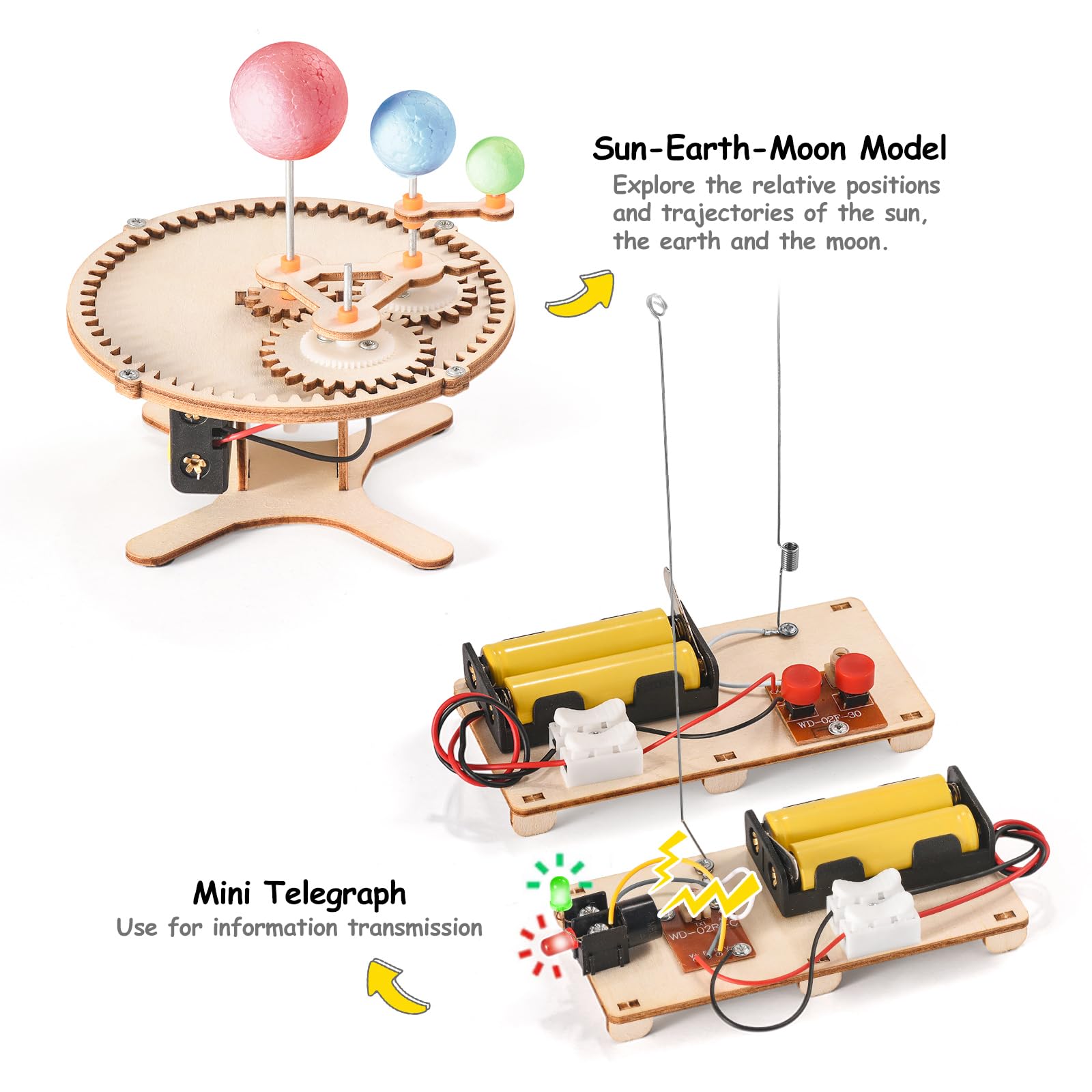 STEM Science Kits for Kids Ages 8-12, Wood Crafts Building Kits for Boys 6-8, Science Experiment Projects, Wooden Puzzles 8-10-12, Engineering Model Kit, STEM Toys for 7+ 8 9 10 12 14 Years Old