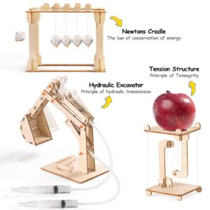 STEM Science Kits for Kids Ages 8-12, Wood Crafts Building Kits for Boys 6-8, Science Experiment Projects, Wooden Puzzles 8-10-12, Engineering Model Kit, STEM Toys for 7+ 8 9 10 12 14 Years Old